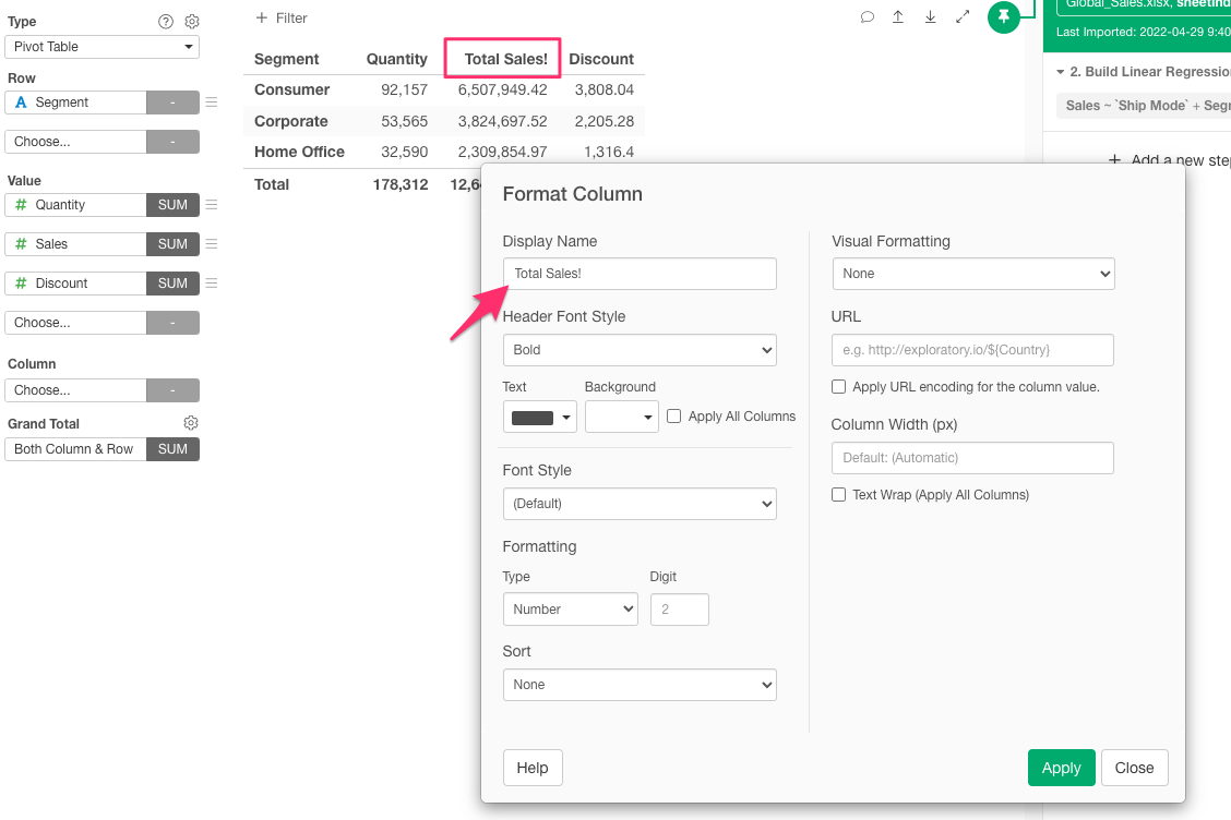 How To Change The Column Name In Pivot Summarize Table Without Changing 